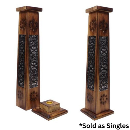 12" Tall Flower Tower Wood Incense Burner | UNS Wholesale