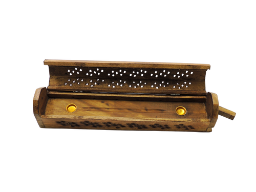 12" Wood Coffin Incense Burner - Assorted Styles
