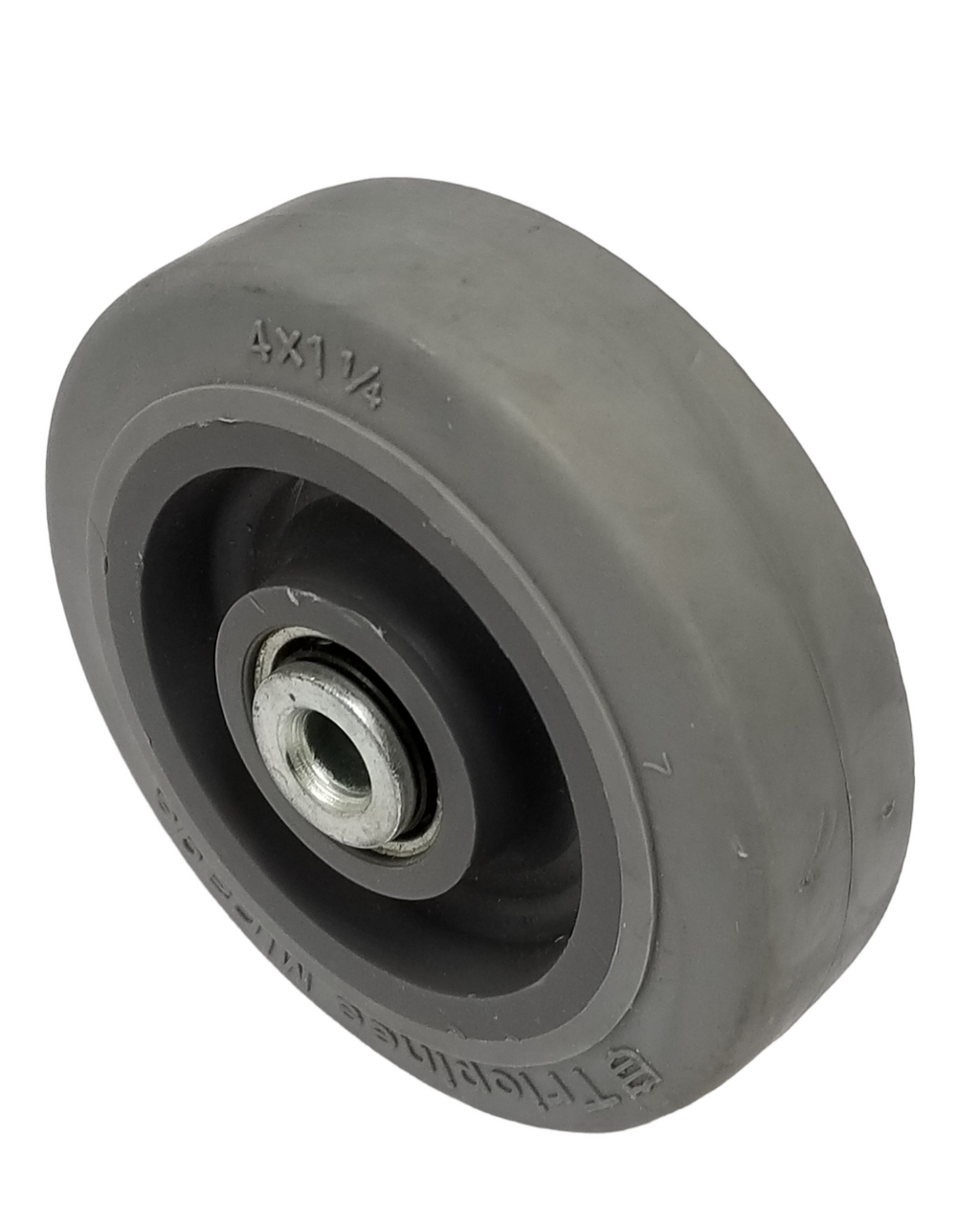 4" x 1-1/4" Thermoplastic Rubber Gray Wheel with Ball Bearing