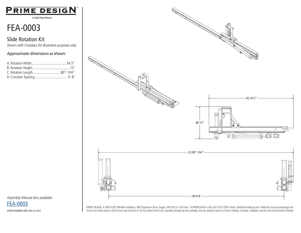 Prime Design FEA-0003 RH Slide Rotation Feature Kit (Curbside)