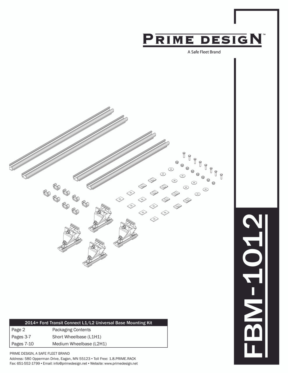Prime Design HKT-8052 Hardware Kit for Ford Transit Connect FBM-1012