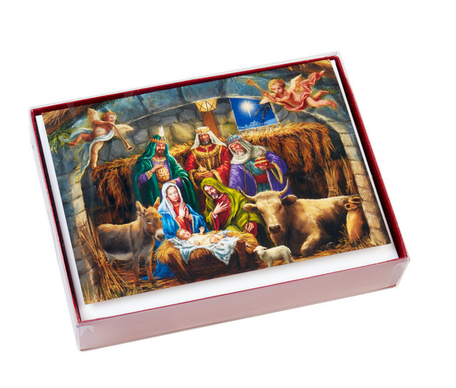 Box In the Manger Christmas Cards