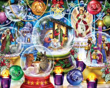 Nativity Snow Globes Jigsaw Puzzle | 1000 PC - Vermont Christmas Company
