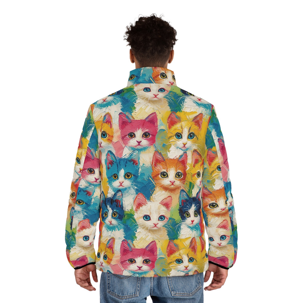 Colorful Cats - Multiple Colors - Men's Puffer Jacket (AOP) - Ghost ...