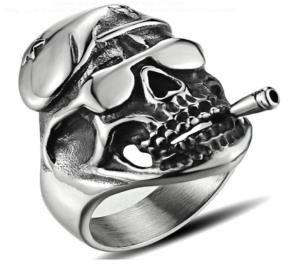 Giant Skull Ring - Antique Silver Plated - Biker Jewelry - Biker Ring ...