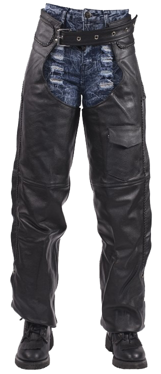 Men's Leather Assless Chaps - Motorcycle Chaps - Biker Chaps