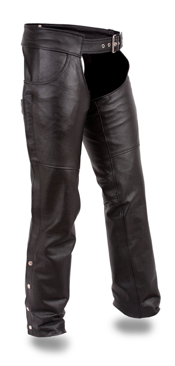Men's Leather Assless Chaps - Motorcycle Chaps - Biker Chaps