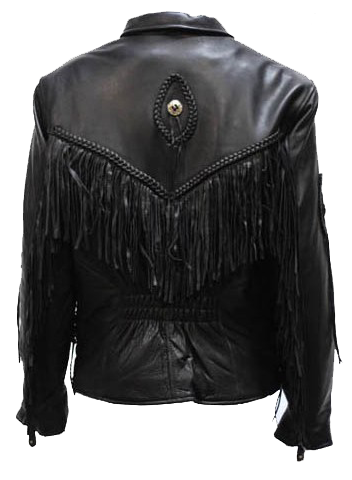 Leather Motorcycle Jacket - Women's - Braid and Fringe Design - LJ280-RC-DL