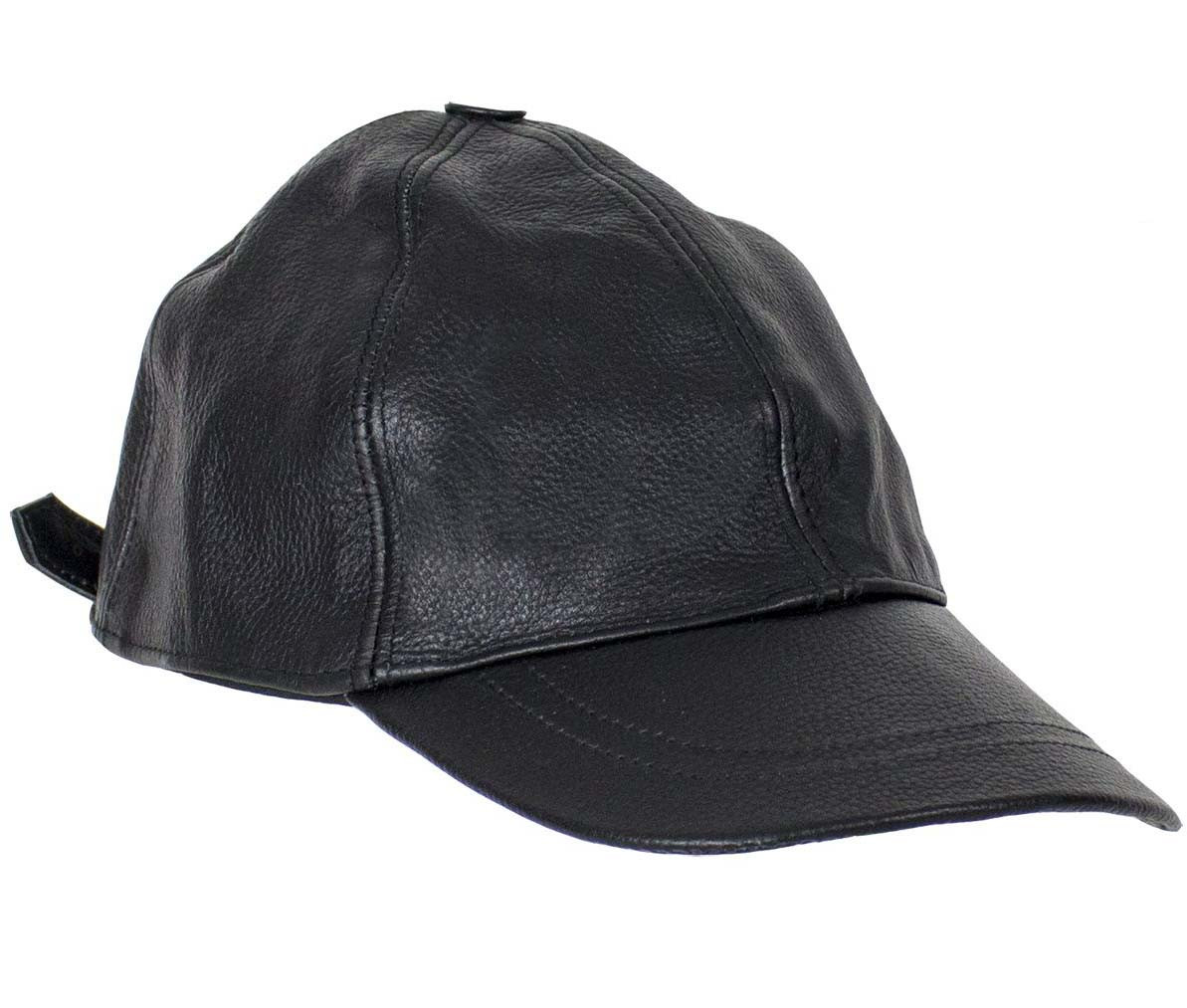 Leather Baseball Cap - Unisex - Adjustable Back - Biker - AC006-DL