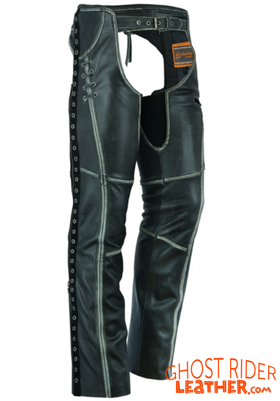 Women's Leather Motorcycle Chaps - Biker Leather Chaps