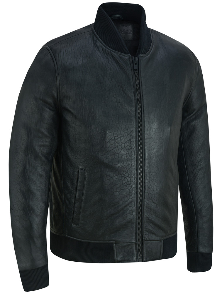 Leather Motorcycle Jacket - Men's - Bomber - Black - Up To 5XL ...