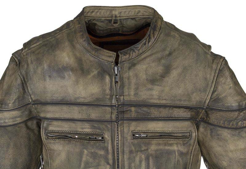 Leather Motorcycle Jacket - Men's - Concealed Carry Pockets ...