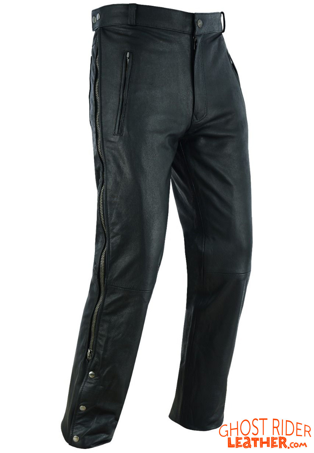 Men's Leather Assless Chaps - Motorcycle Chaps - Biker Chaps