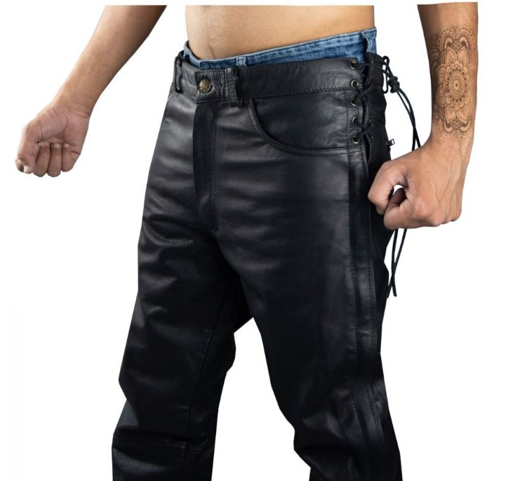 Men's Leather Assless Chaps - Motorcycle Chaps - Biker Chaps
