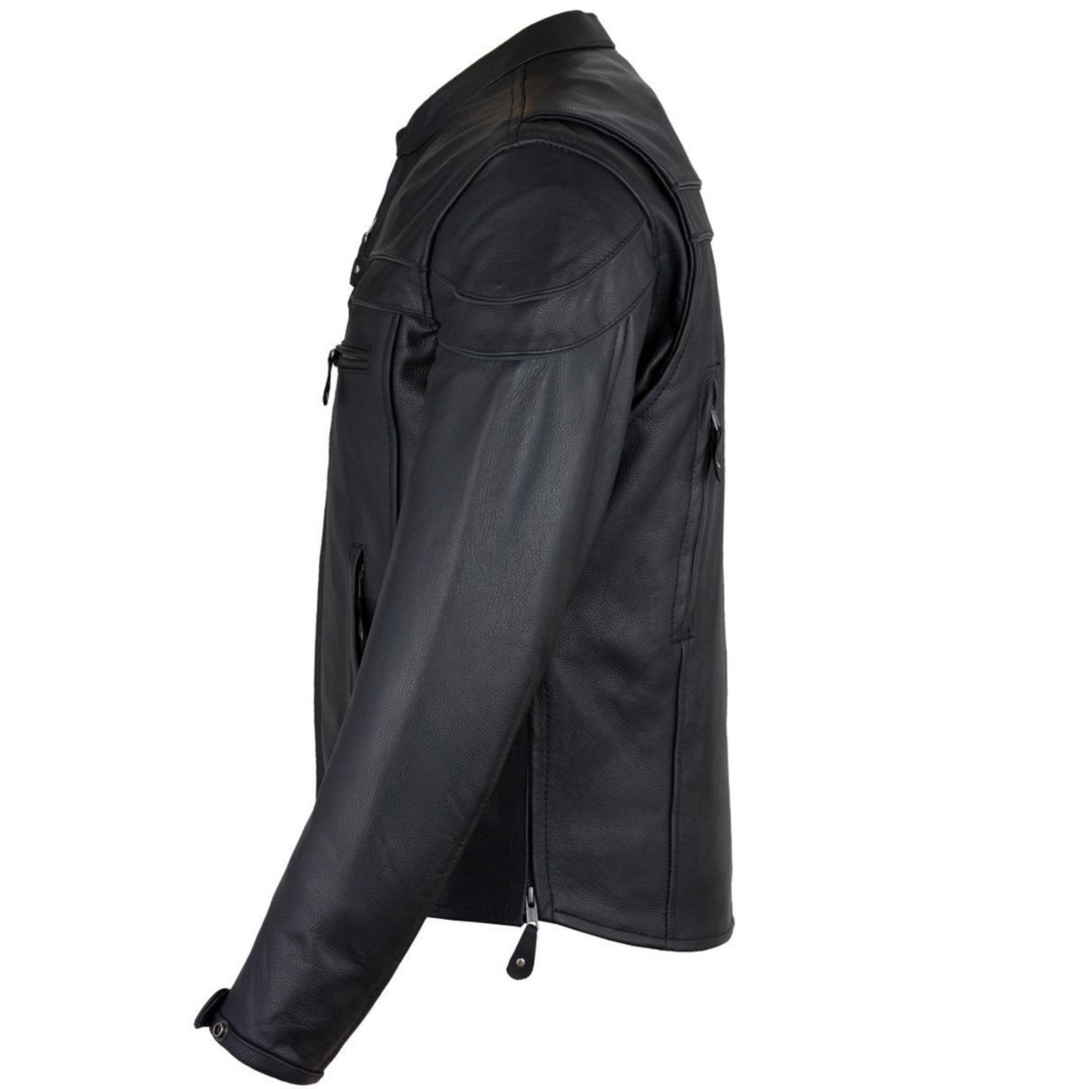 Leather Motorcycle Jacket - Men's - Concealed Carry Pockets - Black ...