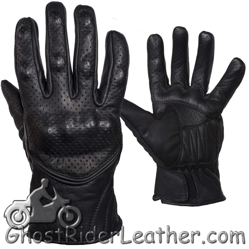Leather Gloves - Men's - Racing Gauntlets - Metal Knuckle Protectors ...