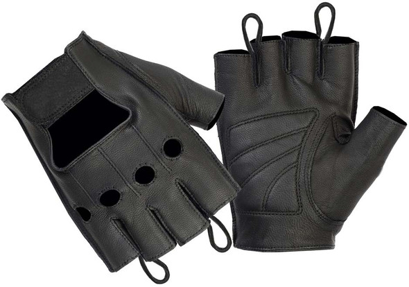 Deer Skin Premium Leather Fingerless Motorcycle Riding Gloves / SKU GRL ...