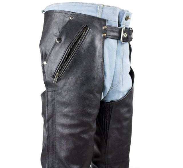 Men's Leather Assless Chaps - Motorcycle Chaps - Biker Chaps