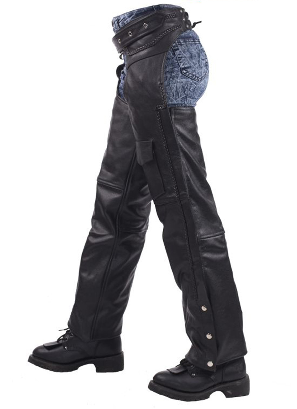 Men's Leather Assless Chaps - Motorcycle Chaps - Biker Chaps