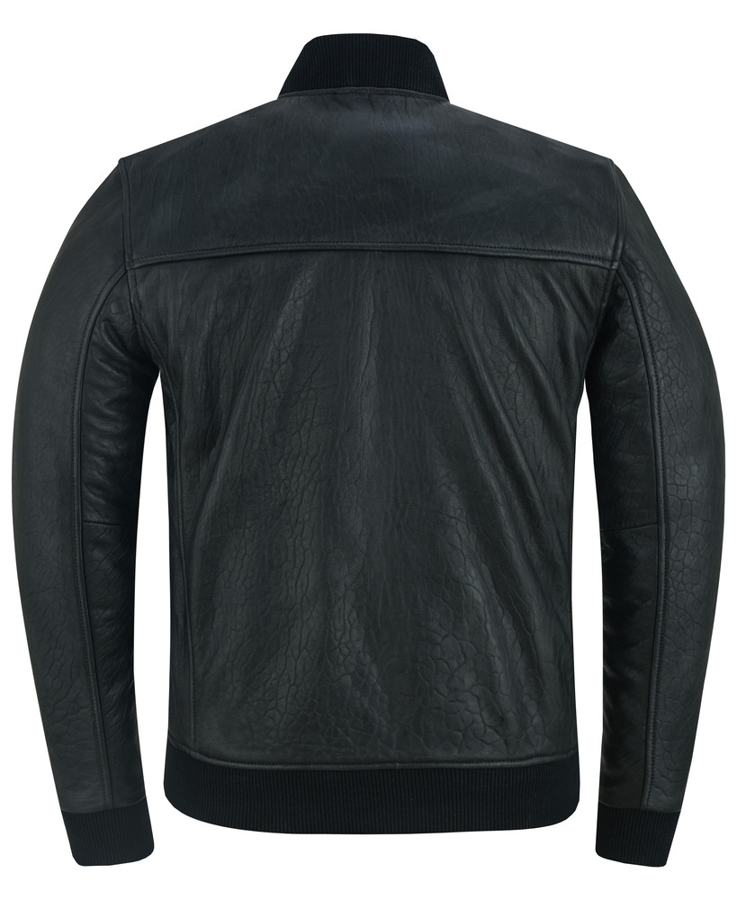 Leather Motorcycle Jacket - Men's - Bomber - Black - Up To 5XL ...