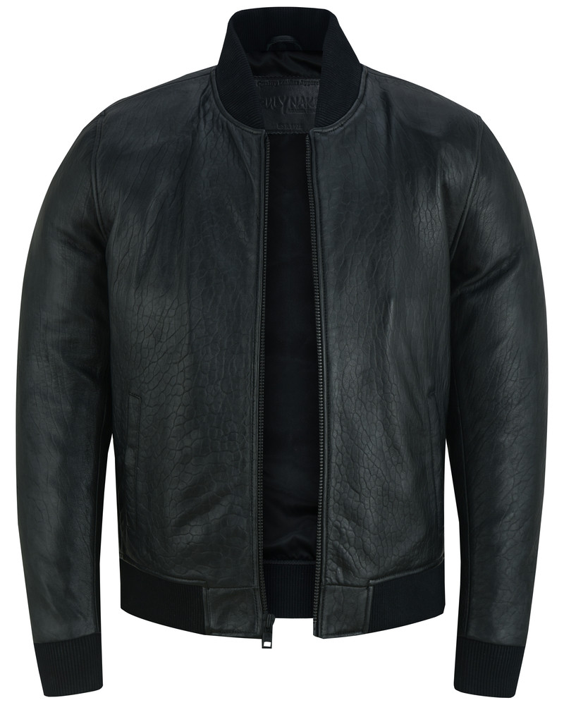 Leather Motorcycle Jacket - Men's - Bomber - Black - Up To 5XL ...