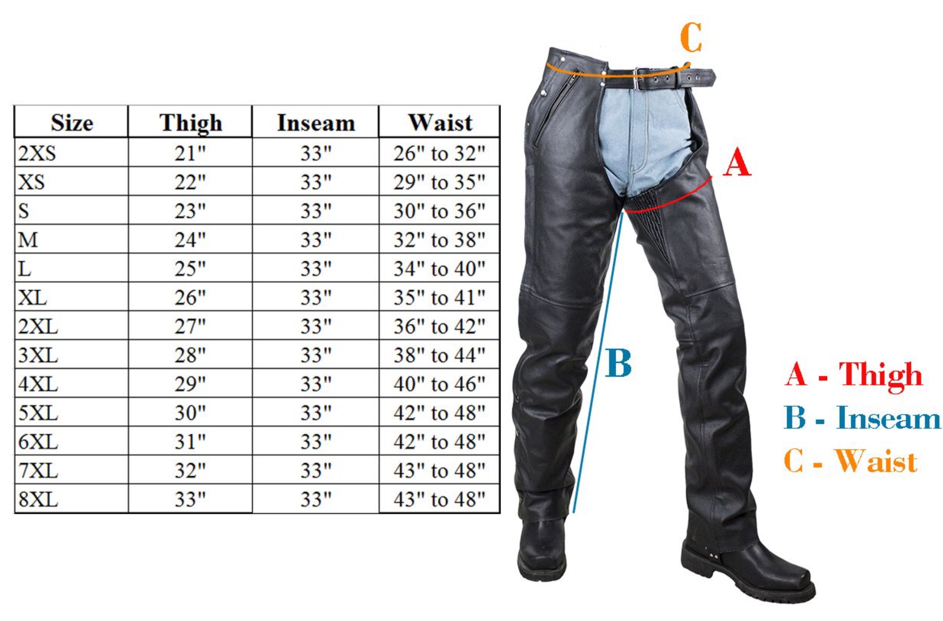 Leather Chaps Men Or Women Plain Motorcycle Biker C2325 04 Dl