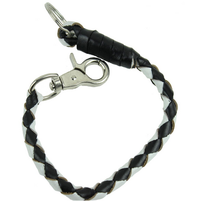 Key Chain - Get Back Whip Style in Black and White Leather - 14 Inches ...