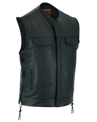 Leather Motorcycle Vest - Men's - Side Laces - Up To 12XL - Big and ...