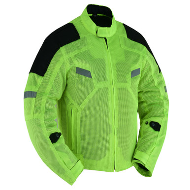 Mesh Motorcycle Jacket - Men's - High Visibility Green - Up To 5XL ...