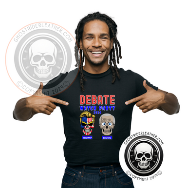 Debate Watch Party - Trump 2024 - Biden - Skulls - Election - Unisex Heavy Cotton Tee