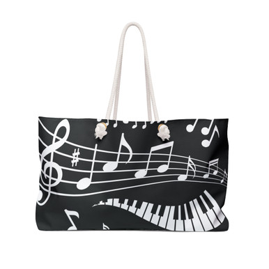 Musical Notes - Piano Keys - Black and White - Weekender Bag - Tote