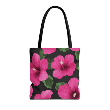 Hawaiian Hibiscus Flower Pattern - Bright Pink and Green on Black ...