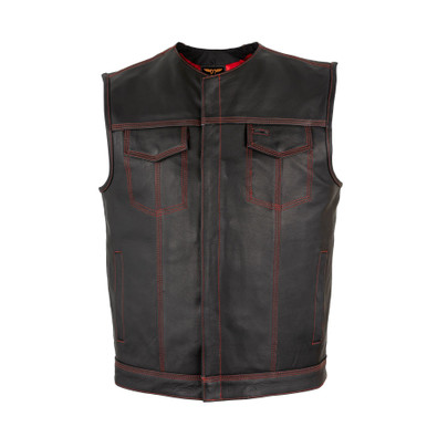 Leather Vest - Men's - Motorcycle Club - Red Lining - Up To 64 ...