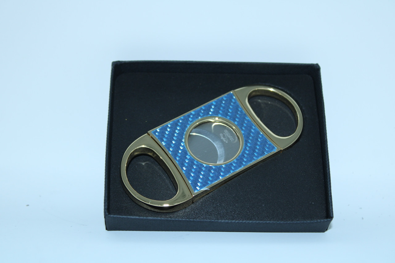 CUBAN CRAFTERS 29 PERFECT BLUE CARBON FIBER PATTERN GOLD HANDLES CUTTER ...