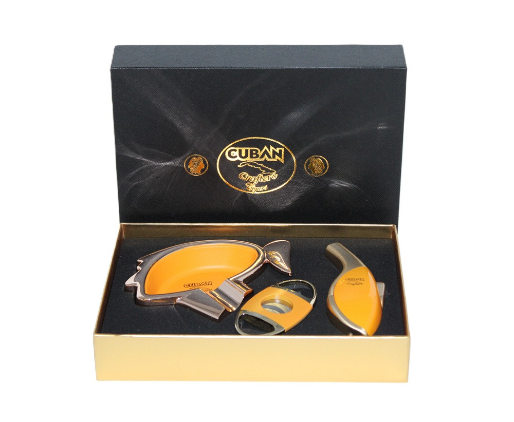 CUBAN CRAFTERS SET TORCH LIGHTER, CUTTER ASHTRAY YELLOW - Cuban ...