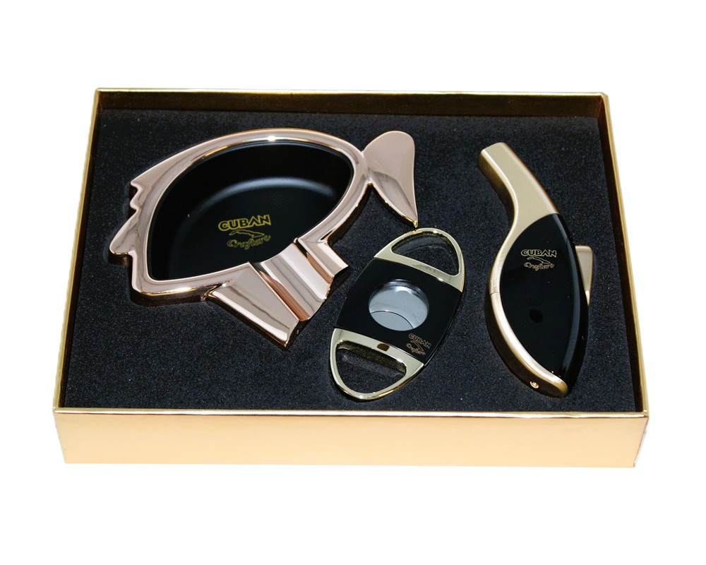 CUBAN CRAFTERS SET TORCH LIGHTER, CUTTER ASHTRAY BLACK - Cuban Crafters ...
