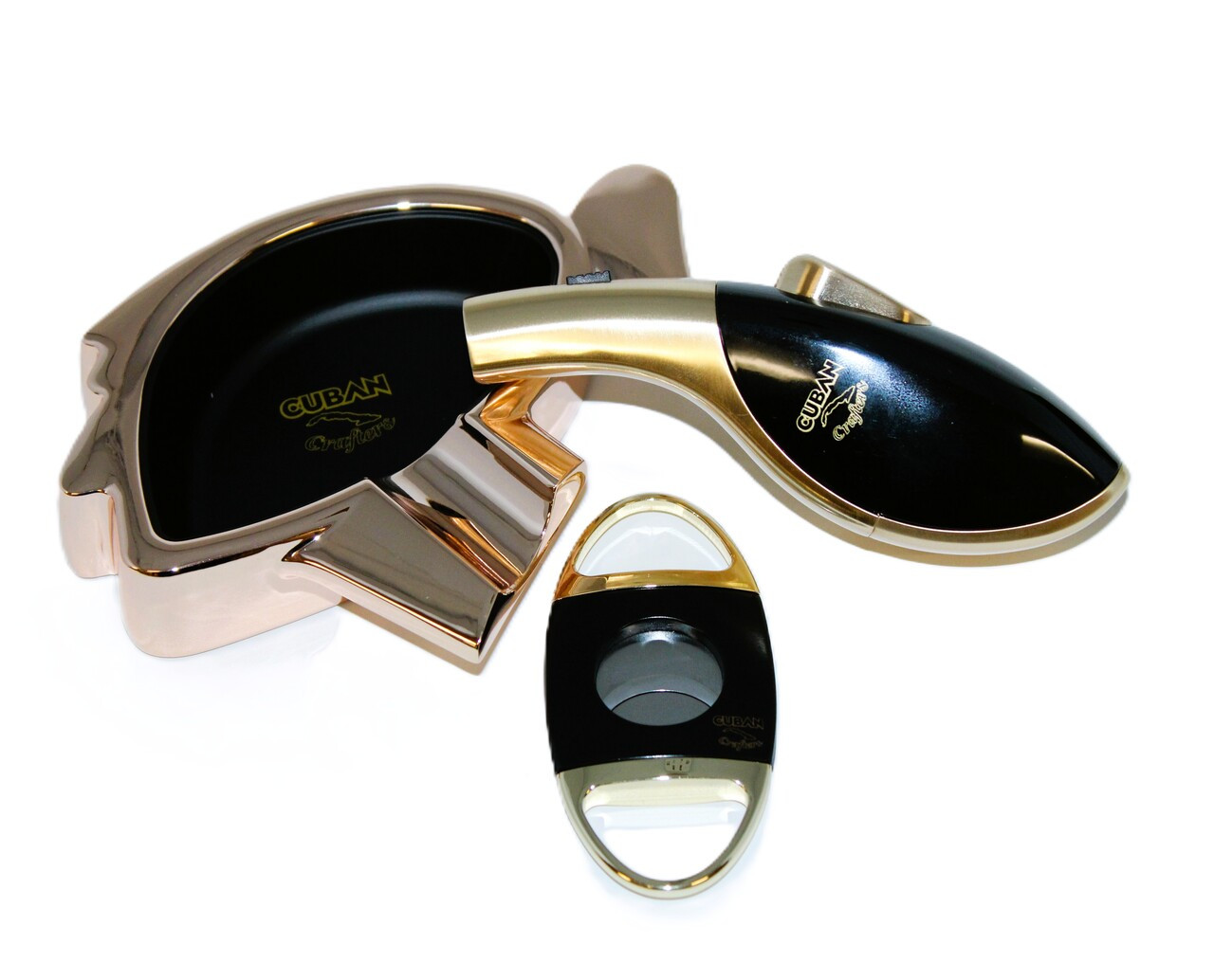 CUBAN CRAFTERS SET TORCH LIGHTER, CUTTER ASHTRAY BLACK - Cuban Crafters ...
