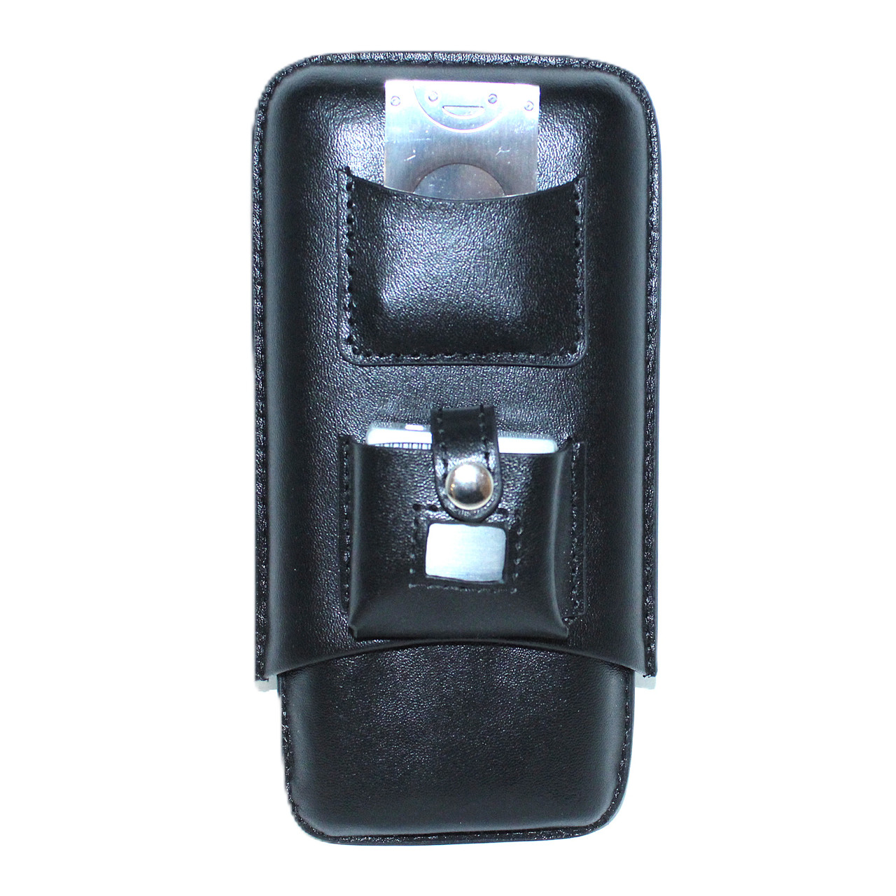 CUBAN CRAFTERS CIGAR CASE 3 FINGERS BLACK, LIGHTER & CUTTER