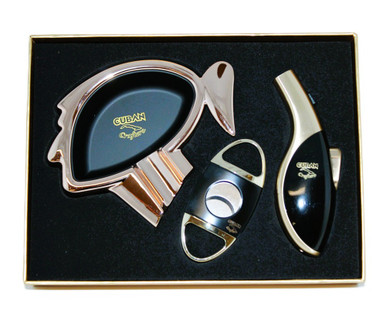 CUBAN CRAFTERS SET TORCH LIGHTER, CUTTER ASHTRAY BLACK - Cuban Crafters ...