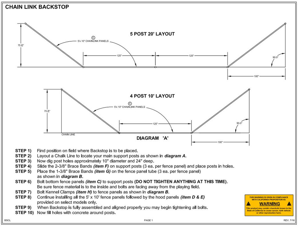 Chain Link Baseball Backstops