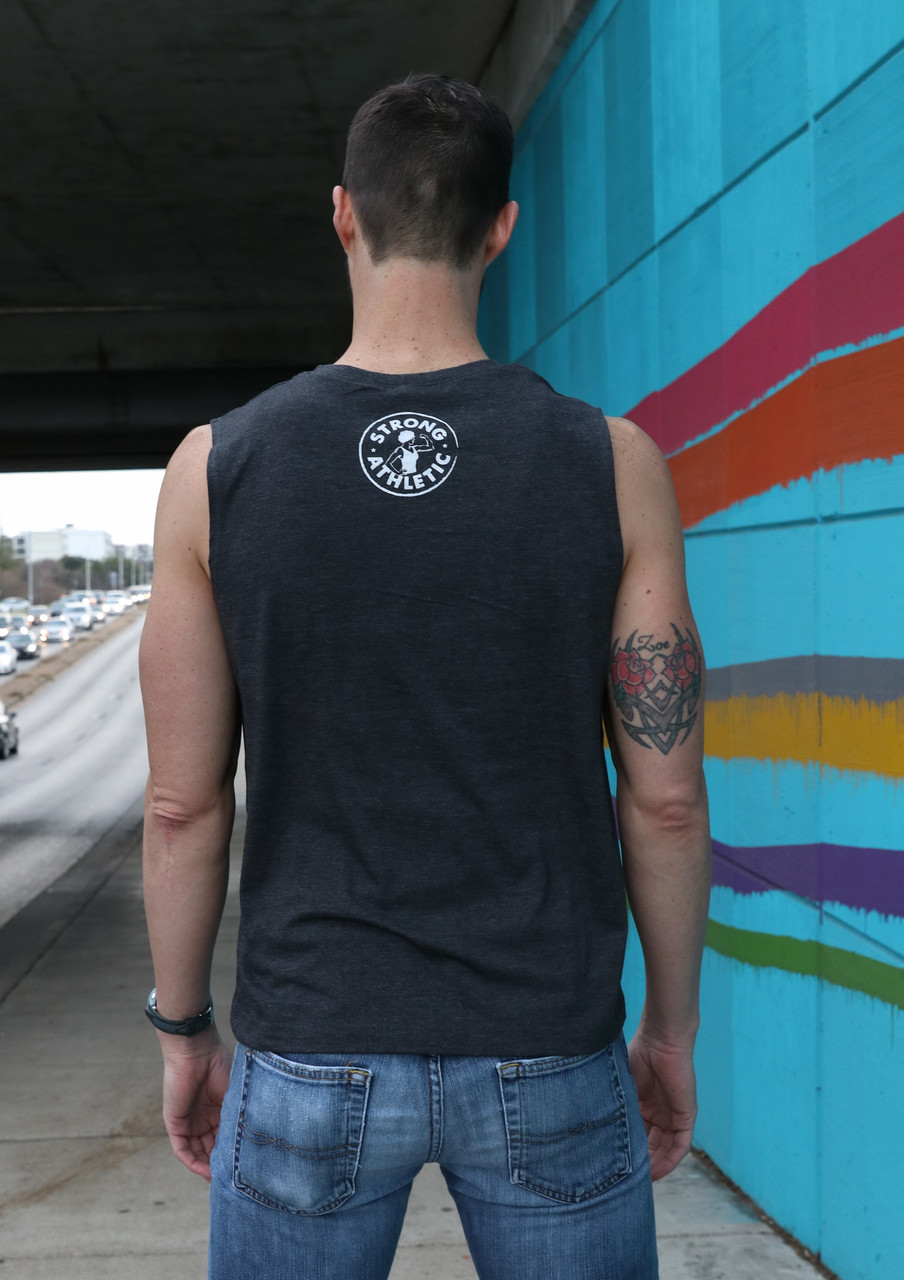 Strong Athletic Queer Crew Neck Muscle Grey Tank for LGBT+ Athletes