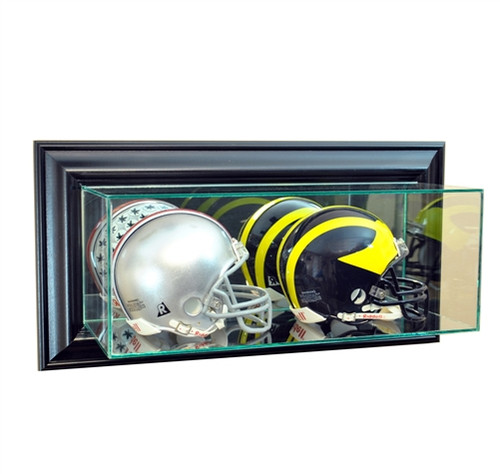Wall Mounted Double Mini Helmet Dispaly Case | Perfect Cases, Inc.