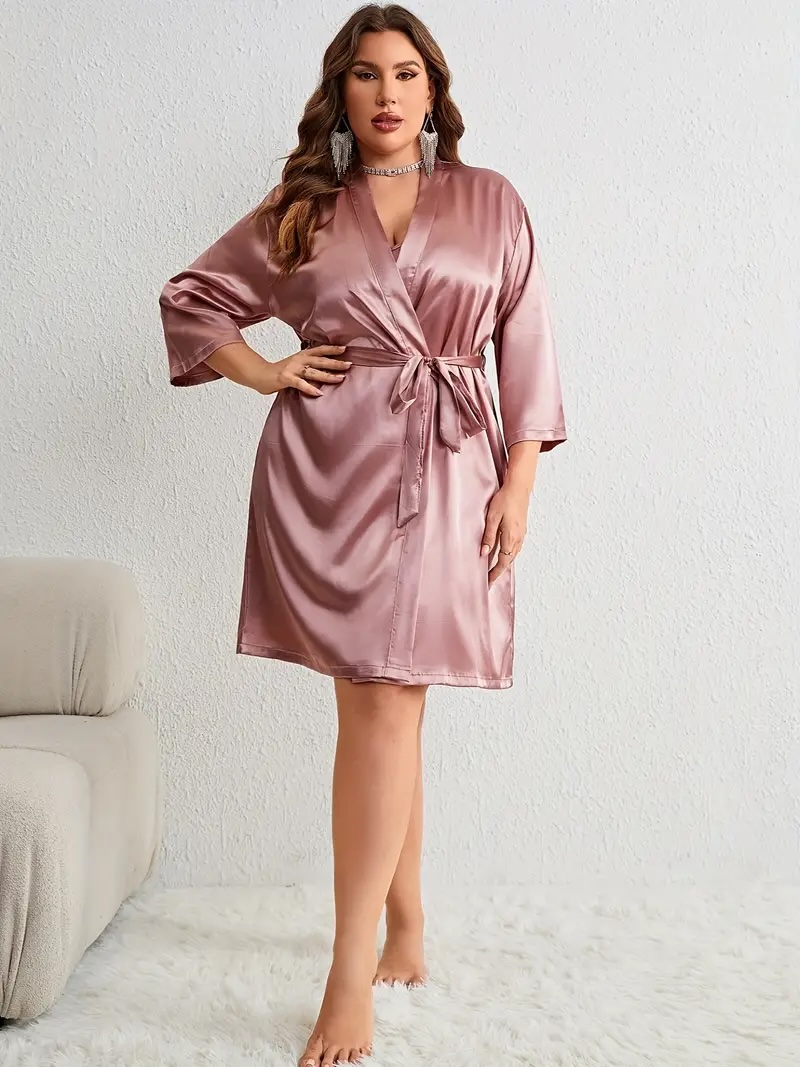 Dream Dusty Pink Satin Chemise & Robe