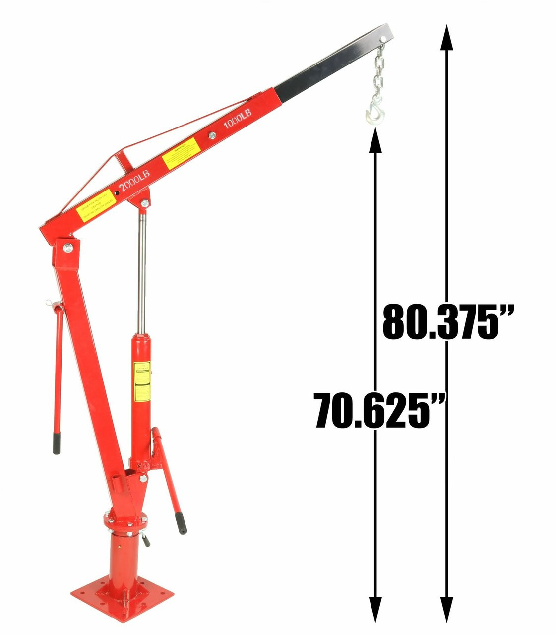 Dragway Tools 1 Ton Crane w/ Swivel Base Hydraulic Jack & Foldable Arm