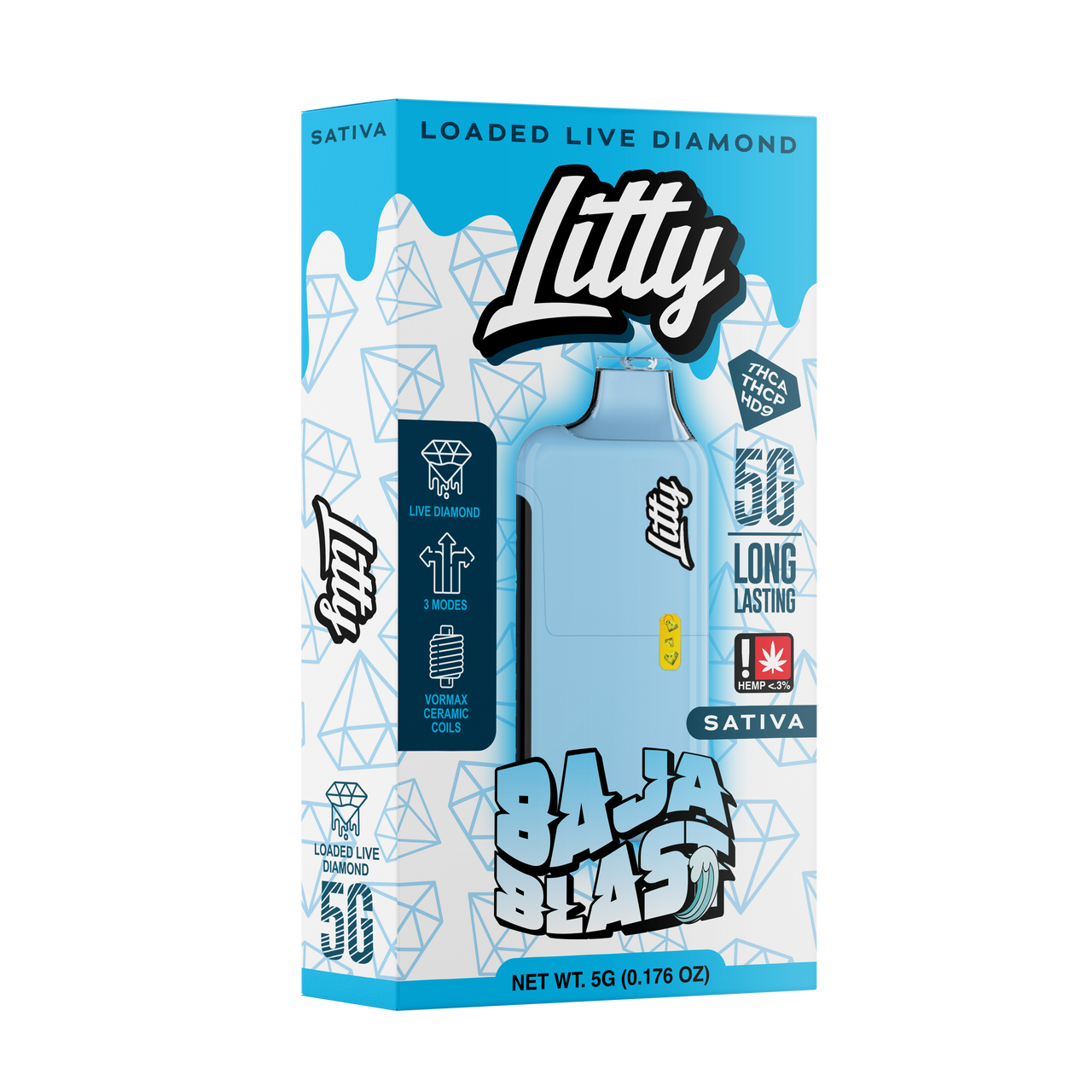 Litty THC-P Sativa Baja Blast Loaded Live Diamond Disposable Vape Pen ...