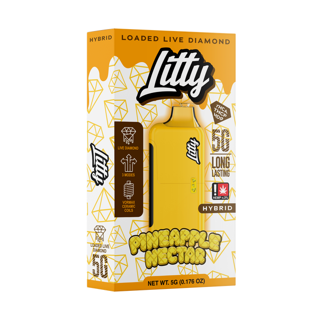 Litty THC-A Hybrid Pineapple Nectar Loaded Live Diamond Disposable Vape ...