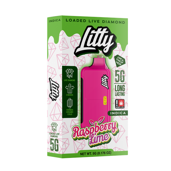 Litty THC-A Indica Raspberry Lime Loaded Live Diamond Disposable Vape ...