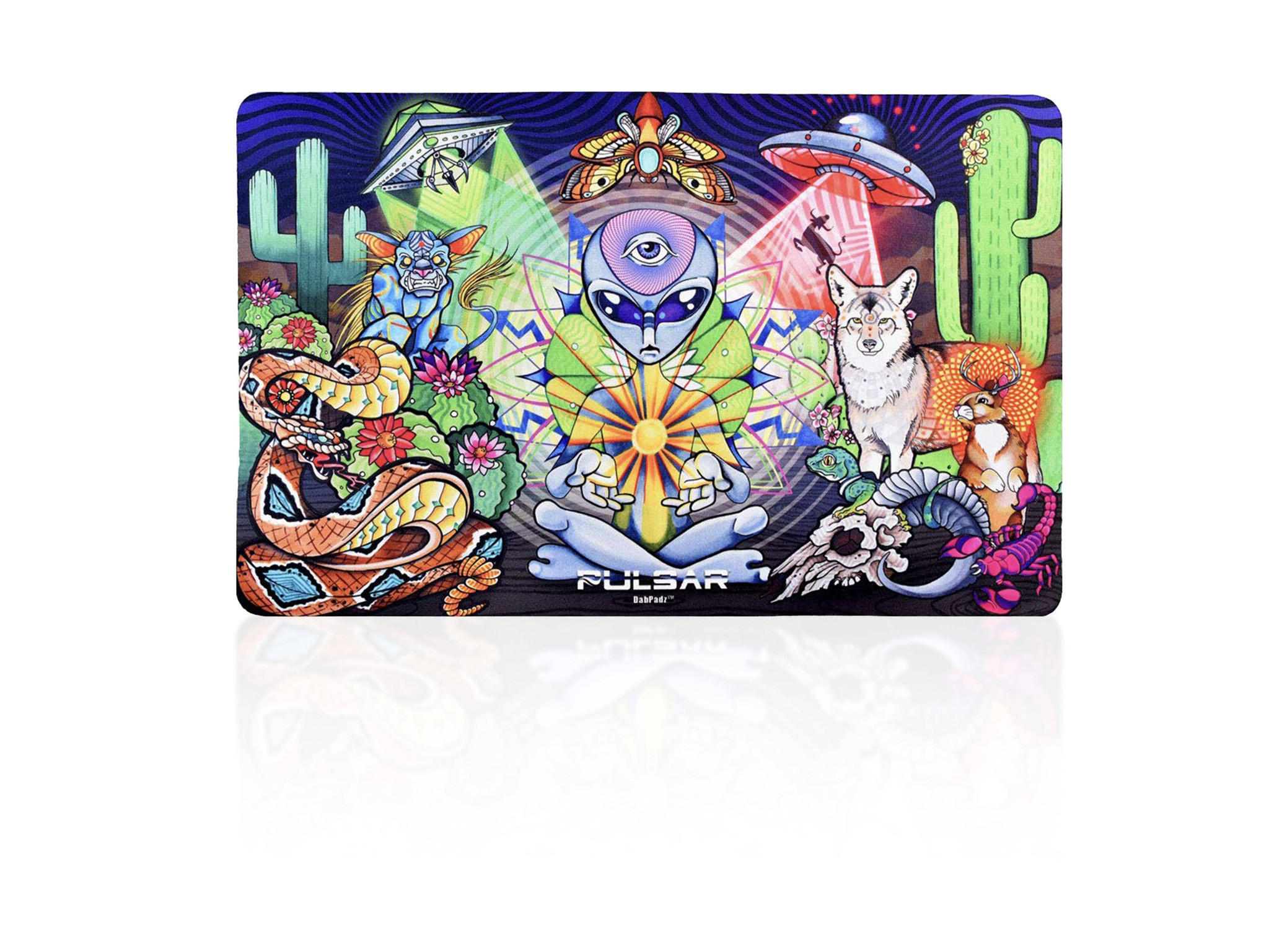 Psychedelic Alien Dab Mat 16" | Pulsar DabPadz