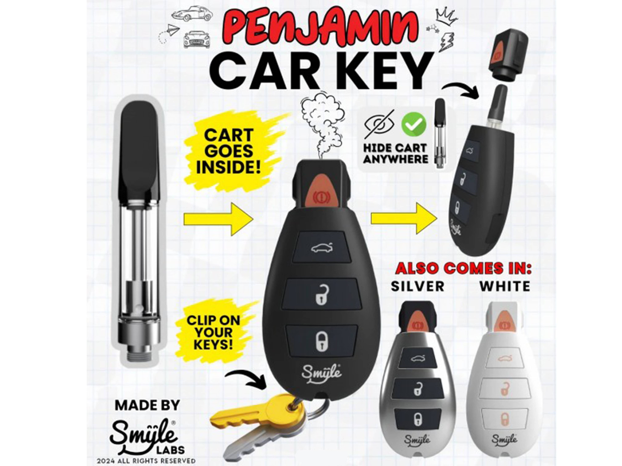 Car Key Penjamin Discreet Cartridge Battery | Smyle Labs