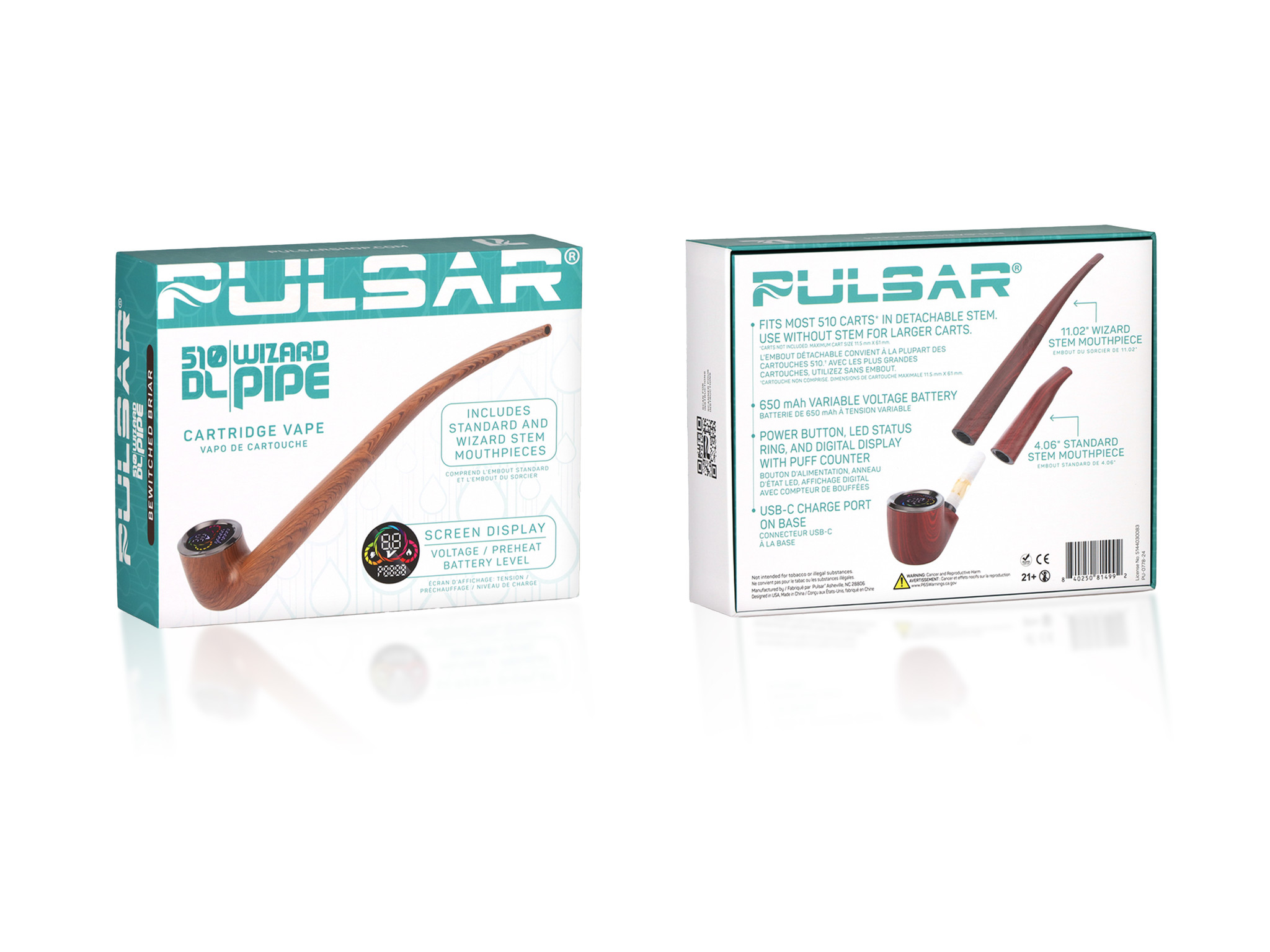 510 DL Wizard Pipe Auto-Draw Cartridge Vape Battery | Pulsar